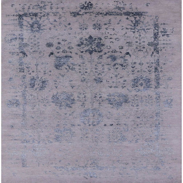 Ahgly Company Indoor Square Mid-Century Modern Slate Blue Grey Oriental ...