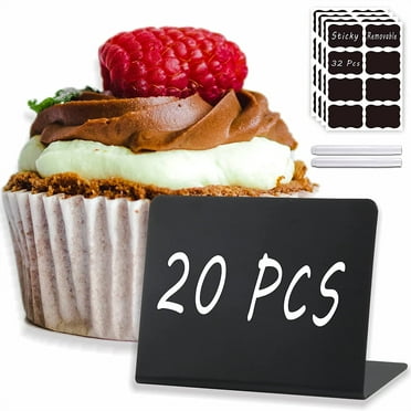 LotFancy 20 Pack Mini Chalkboard Tags, Small Stickers, Wood Food Labels ...