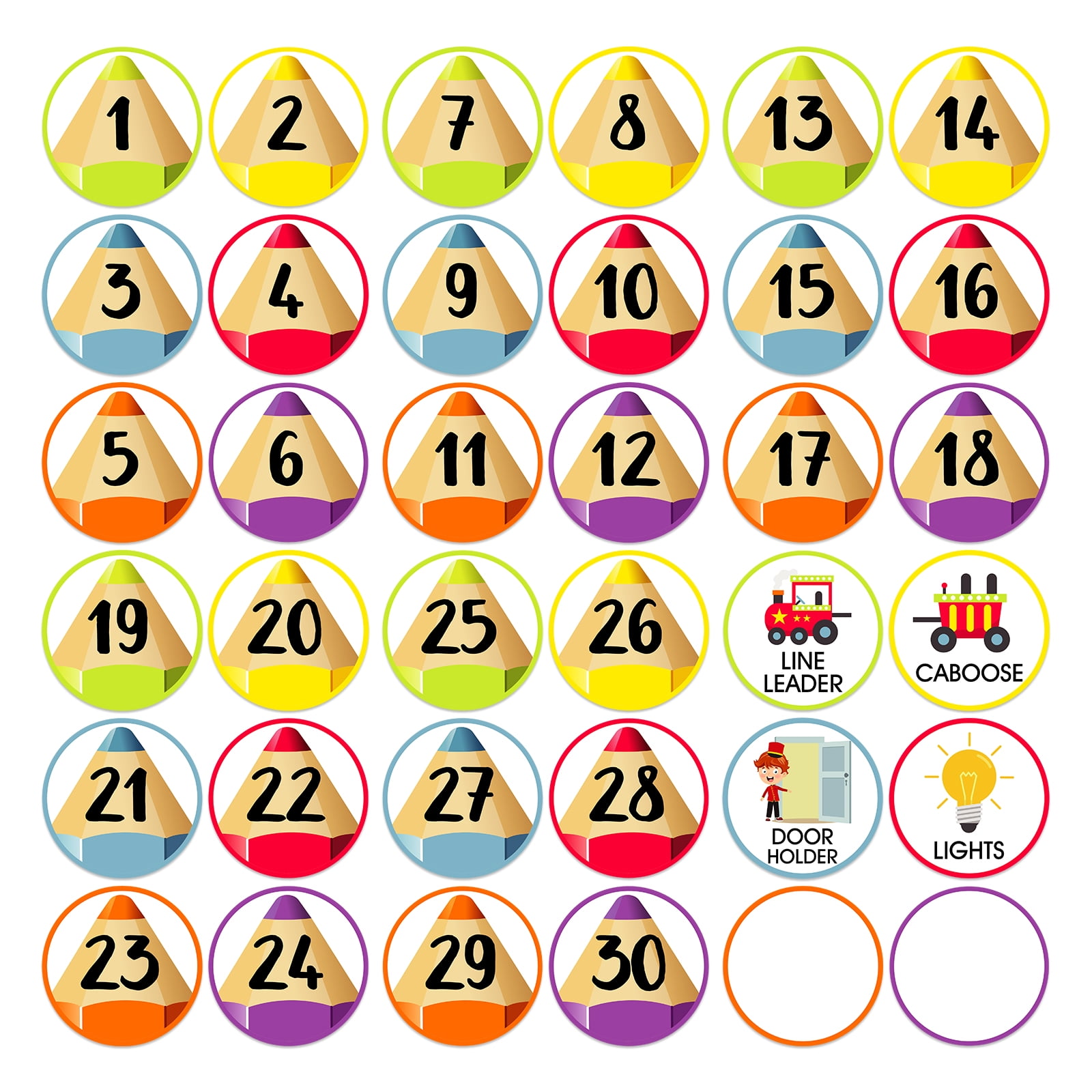 WaaHome Number Spot Markers Stickers 4" Classroom Line-up Spots ...