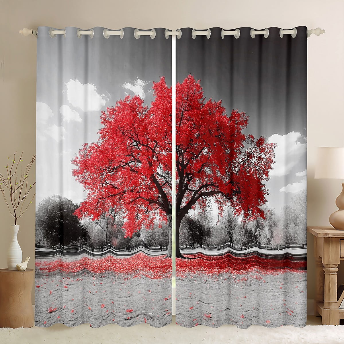Click here for Erosebridal Flower Tree Curtains Pack Of 2 (42x84)... prices