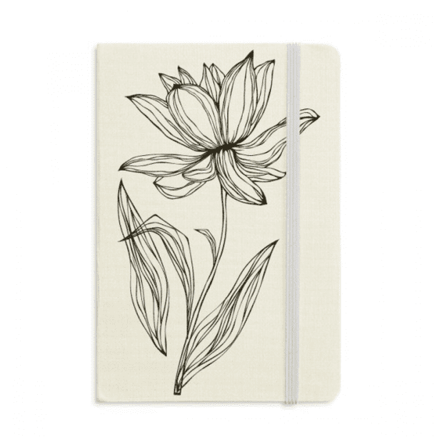 Black Line Lotus Flower Flower Notebook Official Fabric Hard Cover ...