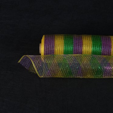 Mardi Gras - Poly Deco Mesh Wreath Material with Laser Mono Stripe ...