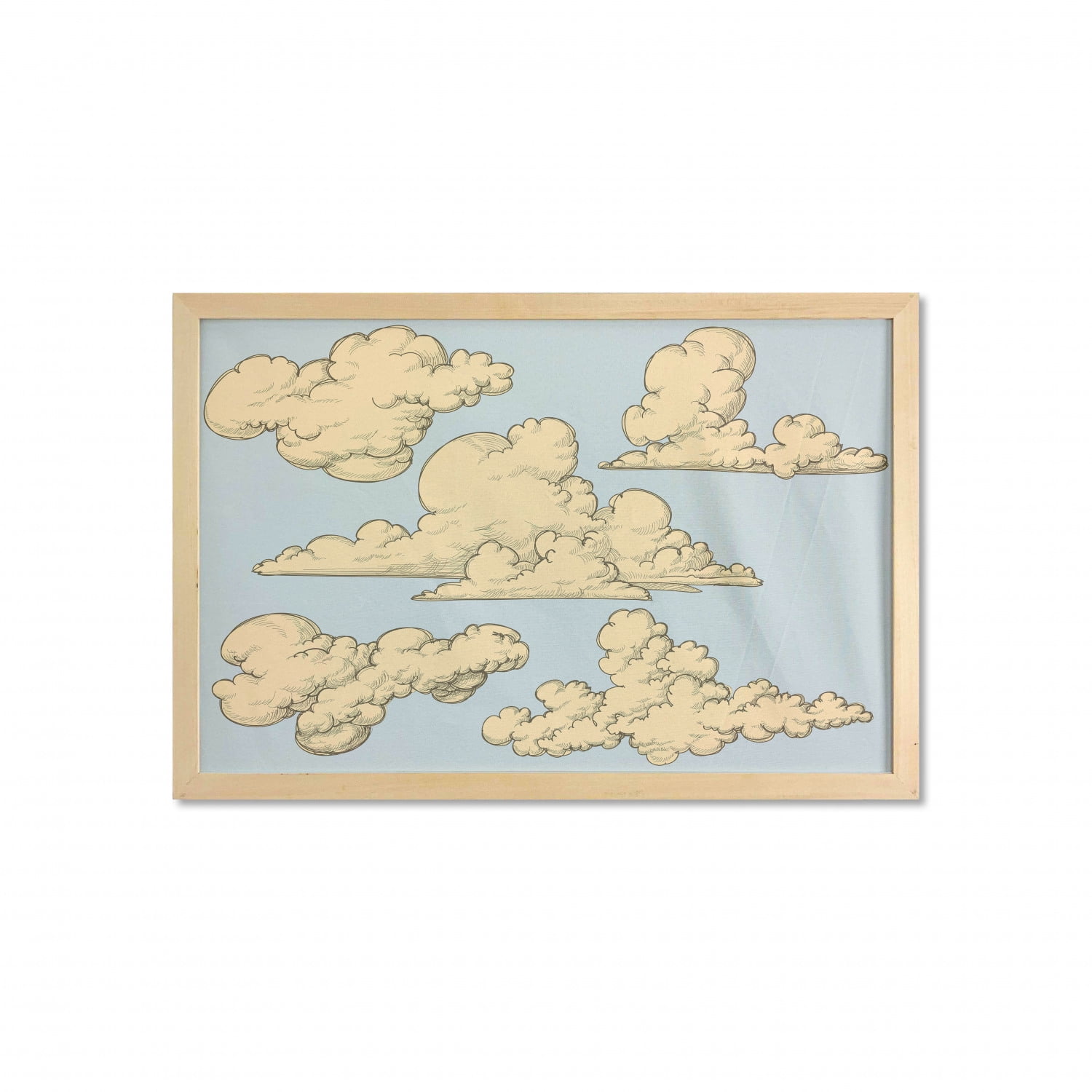 Vintage Wall Art with Frame, Fluffy Formed Old-Fashioned Clouds in Air ...