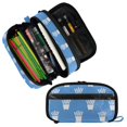 Blue French Fries Pattern PVC Pencil Case Water-Repellent Clear Window ...