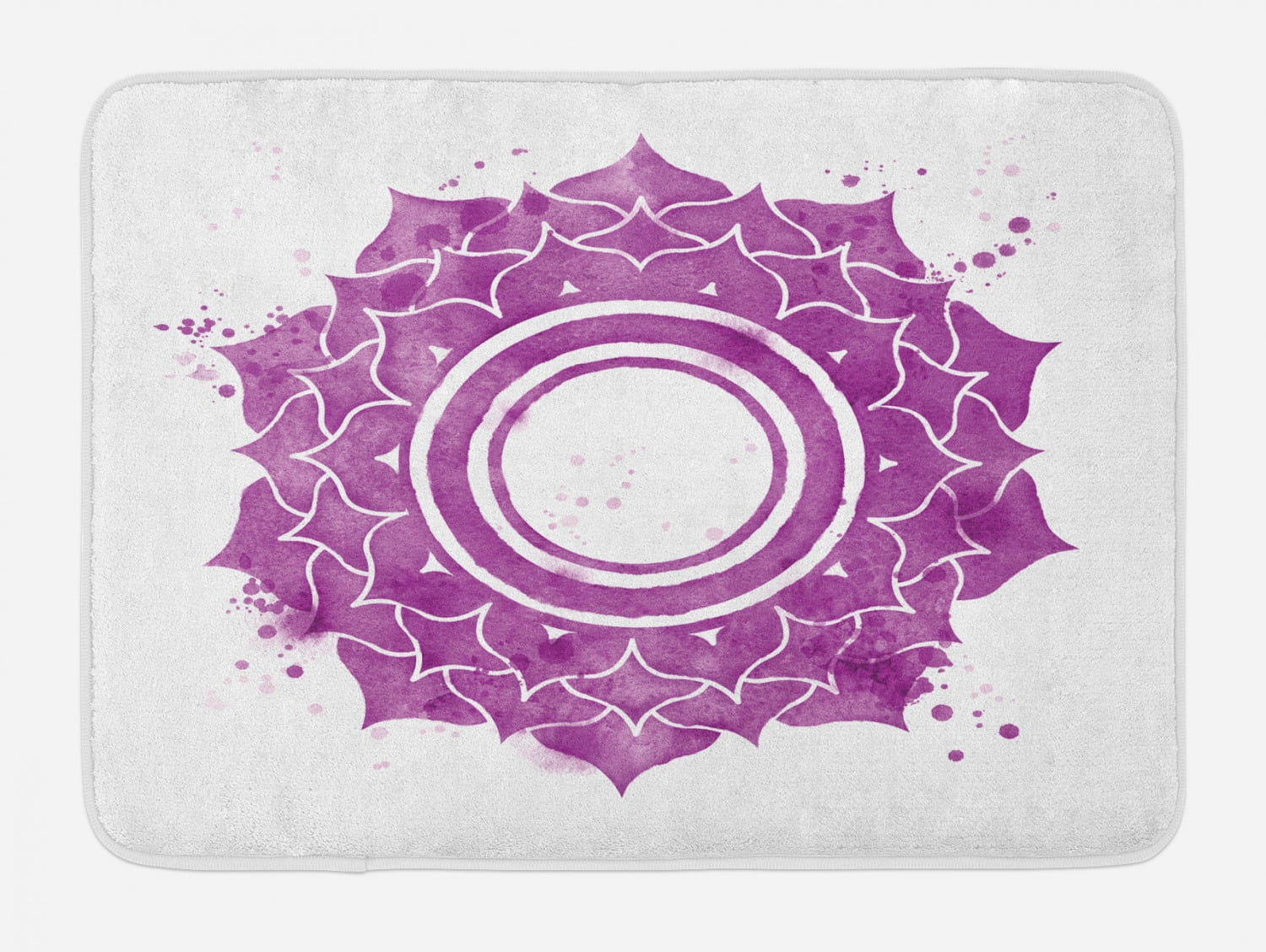 Chakra Bath Mat, Watercolor Flower with Sketch Splashes around Universe ...