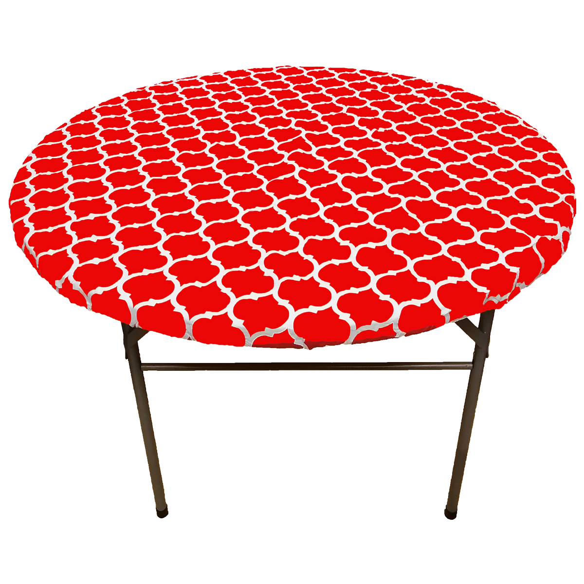 Gowinex Vinyl Fitted Tablecloth Red 40 44 Inches Round Elastic Edge