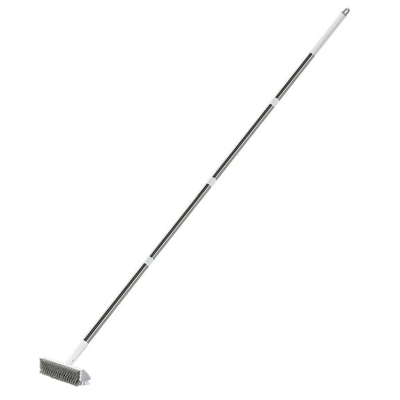 2-in-1 Floor Scrub Brush with Long Handle, Stiff Bristle V-Shaped Head ...