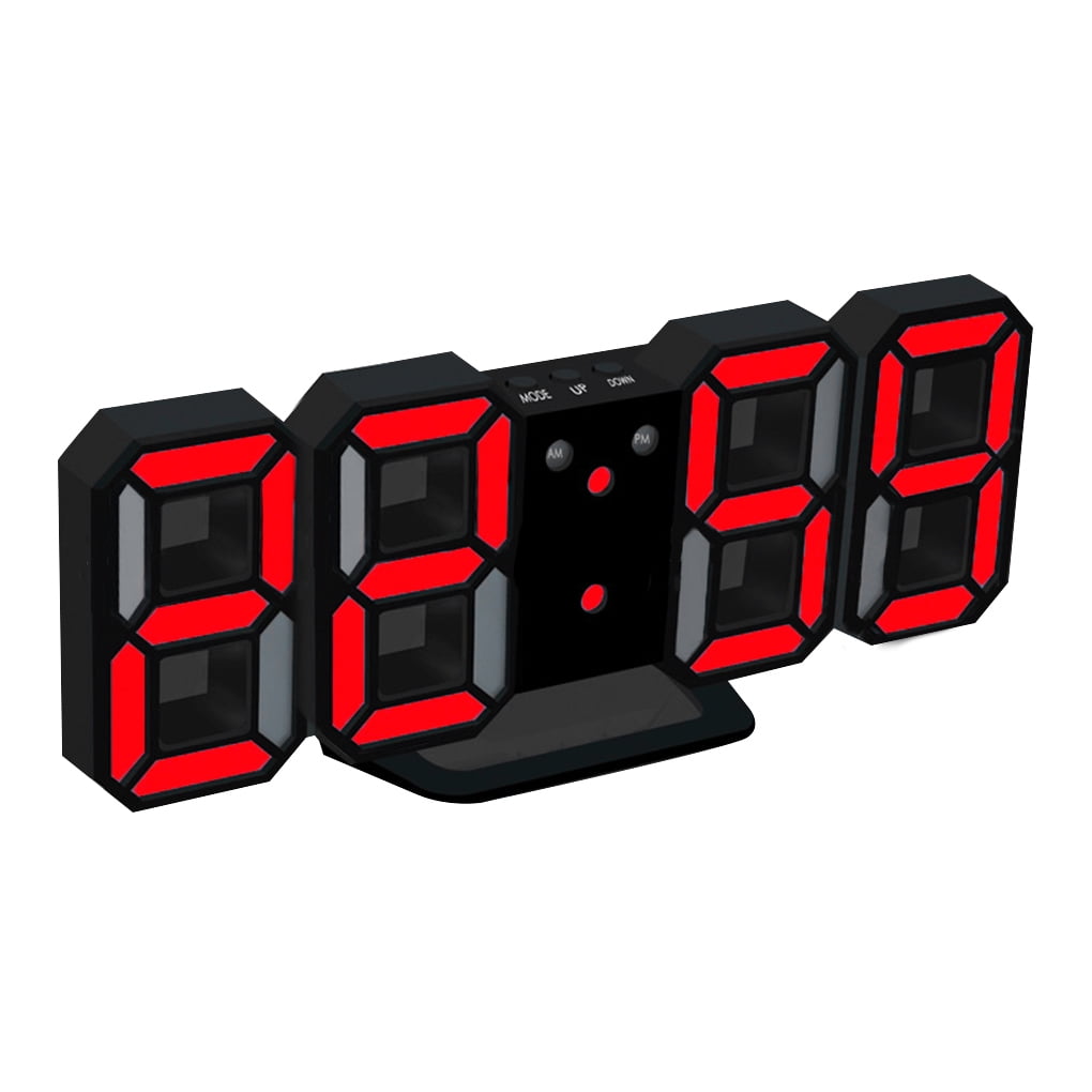 UFHTech 3D LED Wall Clock Digital Wall Clock Alarm Clock Is Equipped ...