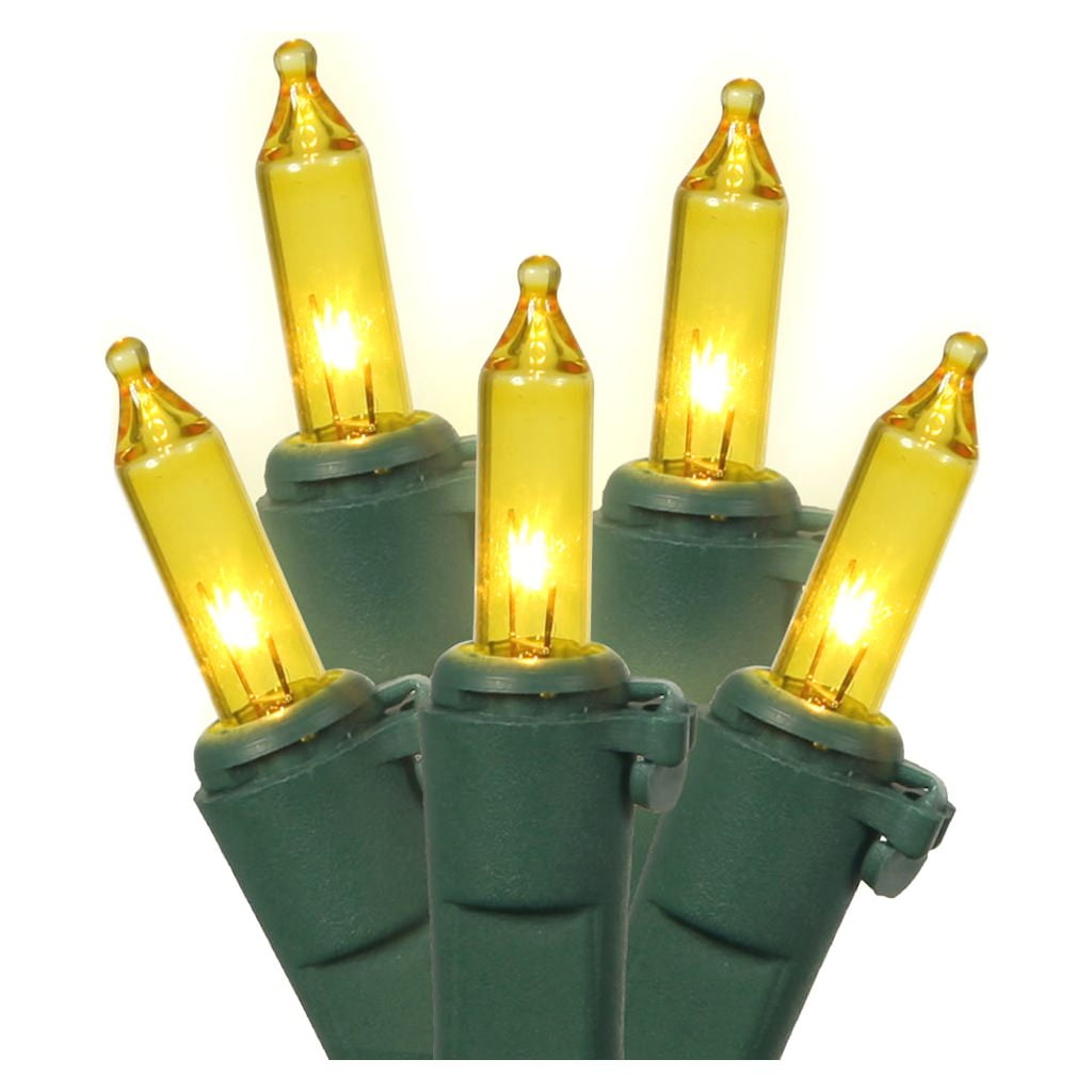 LiteSource 33509 - 35 Light 11.5' Green Wire Yellow Miniature Christmas ...