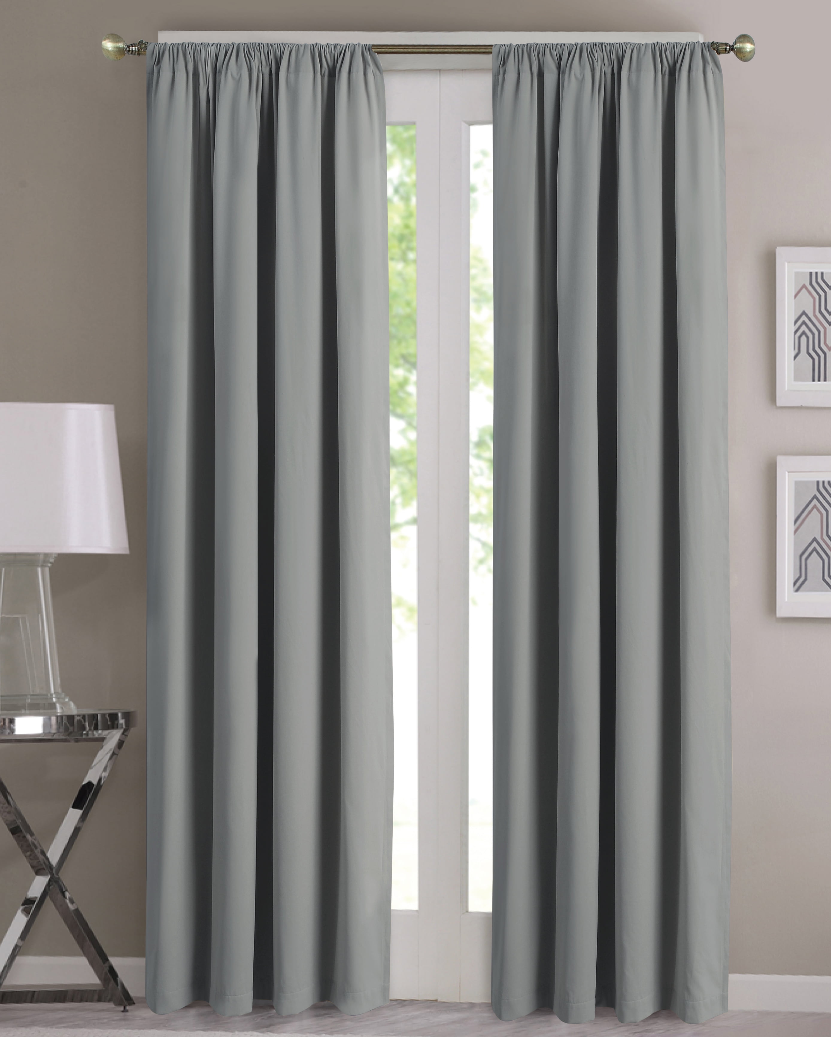 Harper Lane Rod Pocket Solid Window Panel Sleet 50x84 - Walmart.com