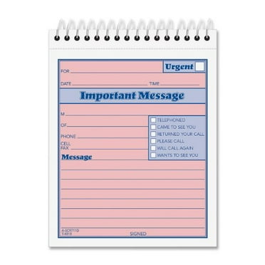 TOPS, TOP4007, 2 Calls Per Page Phone Message Book, 1 Each, White ...