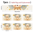 7 Piece Linen Table Runner and Placemats Set, Cute Teddy Bear Stars ...