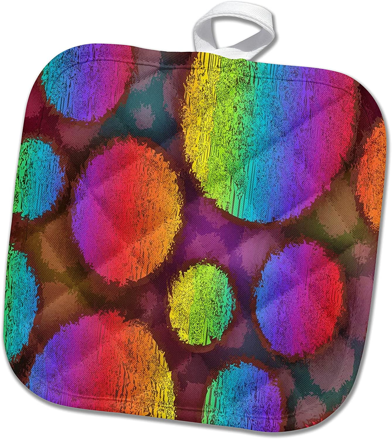 Image of Colorful Smooth Ovals In Rainbow Colors Painting 8x8 Potholder ...