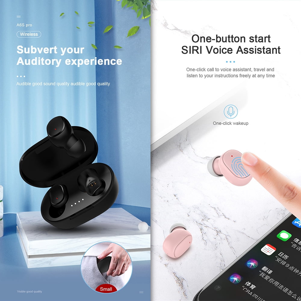 A6S Pro TWS Wireless Headphones Earphones Auto Pairing Mini In-Ear Earbuds HiFi BT 5.0 Stereo ...