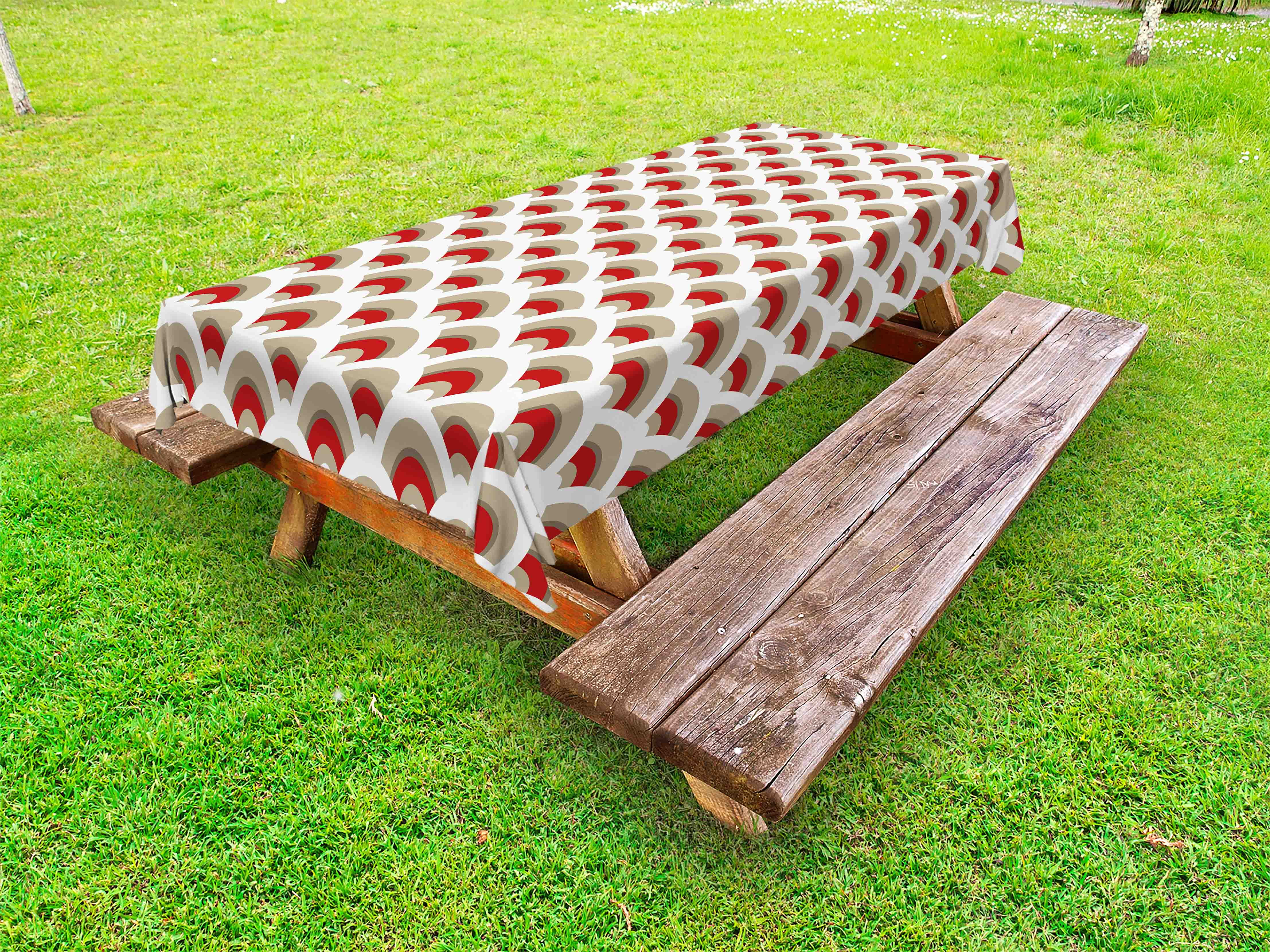 Abstract Outdoor Tablecloth, Oriental Scallop Pattern Inspired by ...