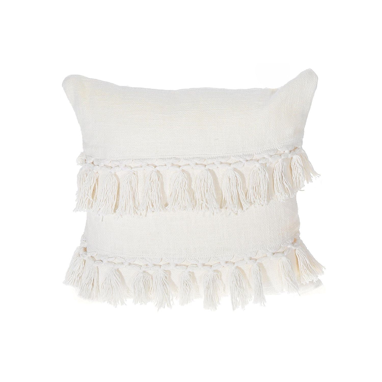 Click here for Ih Casadécor Slub Cotton Ivory Fringe Cushion Emma... prices
