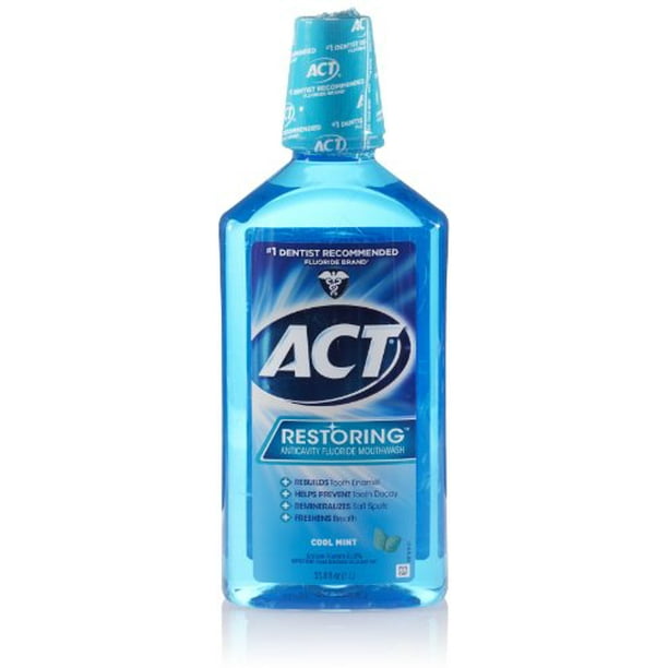 ACT Restoring Fluoride Mouthwash 33.8 fl. oz. Strengthens Tooth Enamel ...