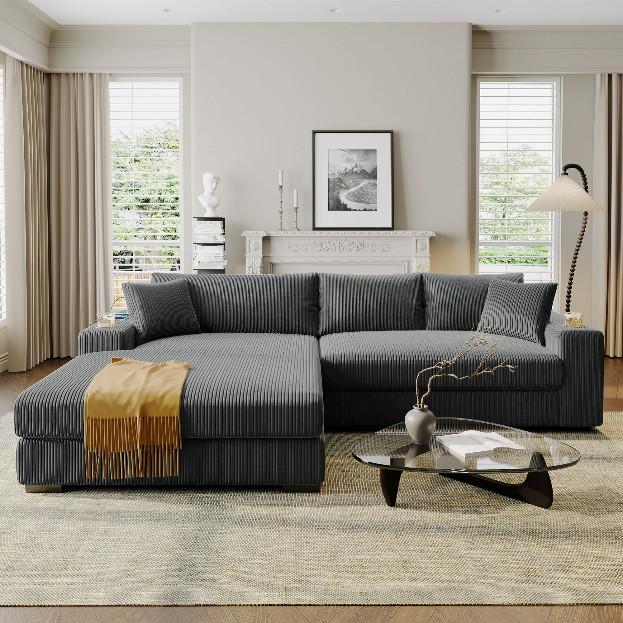 Click here for Noble House Large Sectional Sofa With Thick Cushio... prices