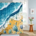 Bathroom Shower Curtain Coastal Blue Ocean Wave Waterproof Shower ...