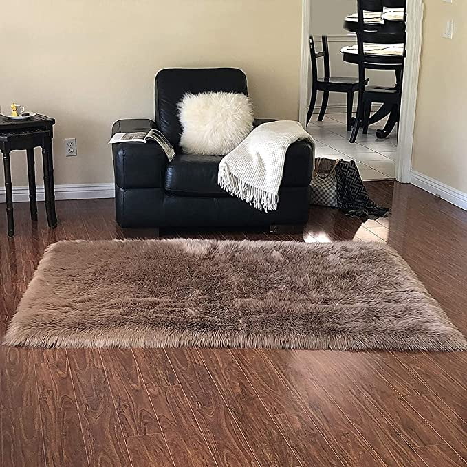 Lambzy area rug fur shag faux sheepskin Rectangular fluffy floor rugs ...