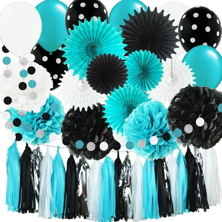 Graduation Decorations Turquoise Black 2021 Teal Birthday Decorations ...