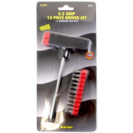 Barjan BARJAN E-Z GRIP 12 PICE T-BAR SCREWDRIVER SET WITH 11 POPULAR ...