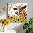Cow Animal Canvas Wall Art for Living Room, Yellow Sunflower Farmhouse ...