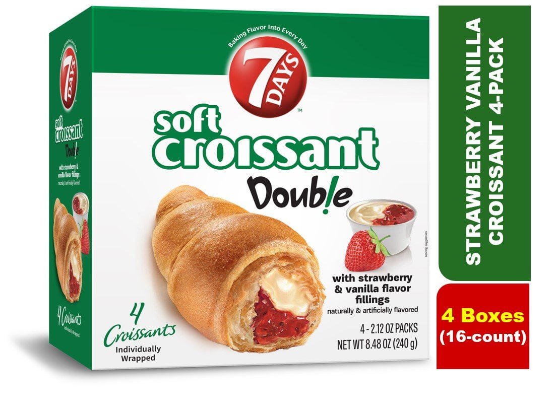 7Days Soft Croissant Pantry Packs, Strawberry Vanilla Croissant, 4 ...