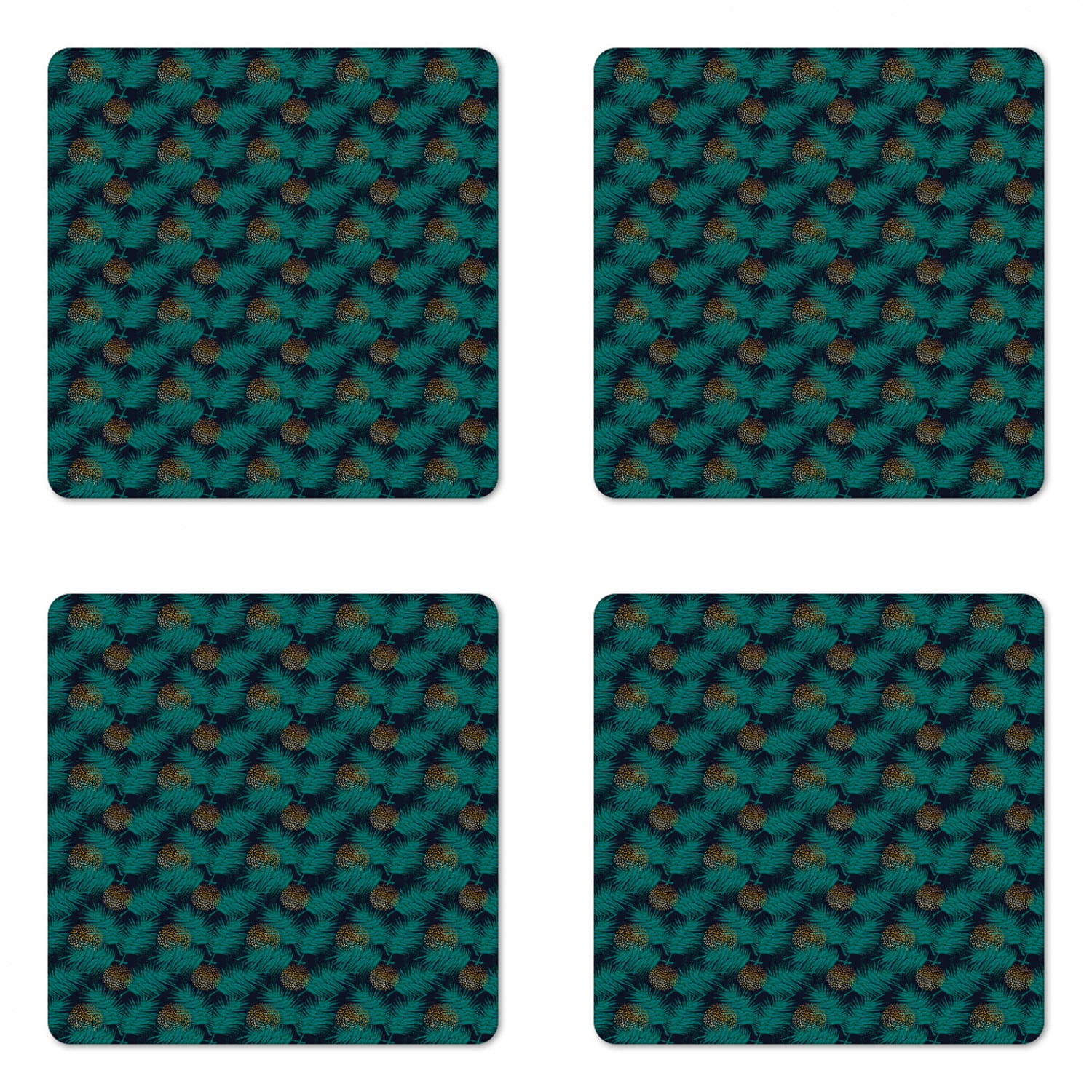 Tropical Coaster Set of 4, Exotic Illustration with Hawaii Nature Palm ...