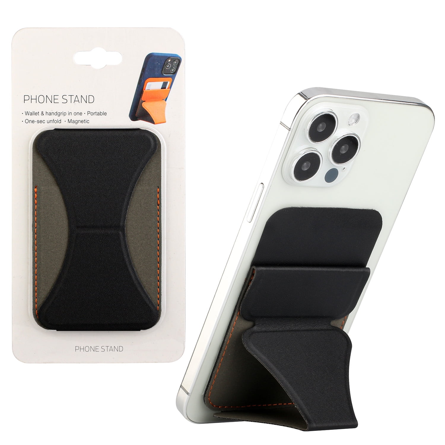 Universal Foldable Mini Wallet Phone Stand With Multi-Card Slot Black ...