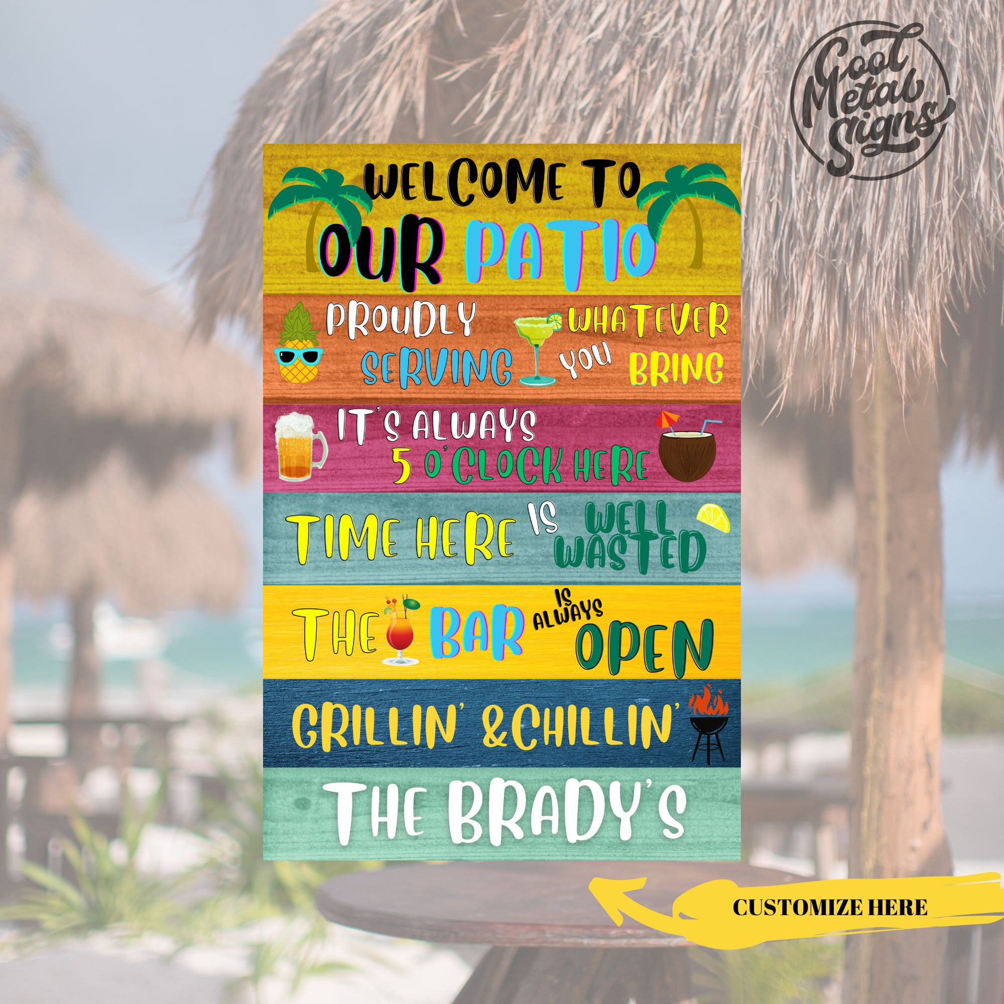 Cool Metal Signs Personalized Patio Metal Sign, Funny Patio Sign, Patio ...