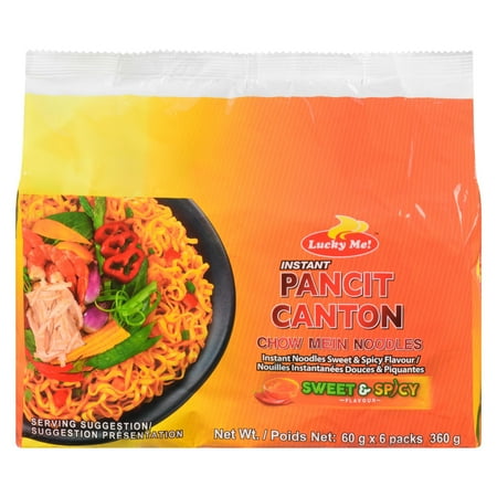 Lucky Me! Instant Pancit Canton Chow Mein Noodles Sweet & Spicy Flavour ...