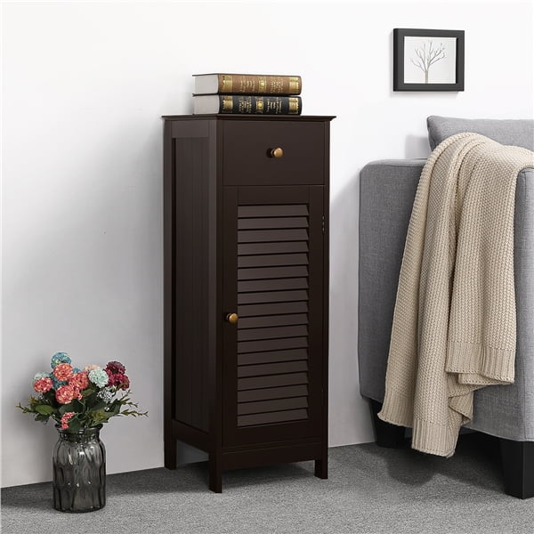 Topeakmart Wooden Bathroom Floor Storage Cabinet with Drawer and Single ...
