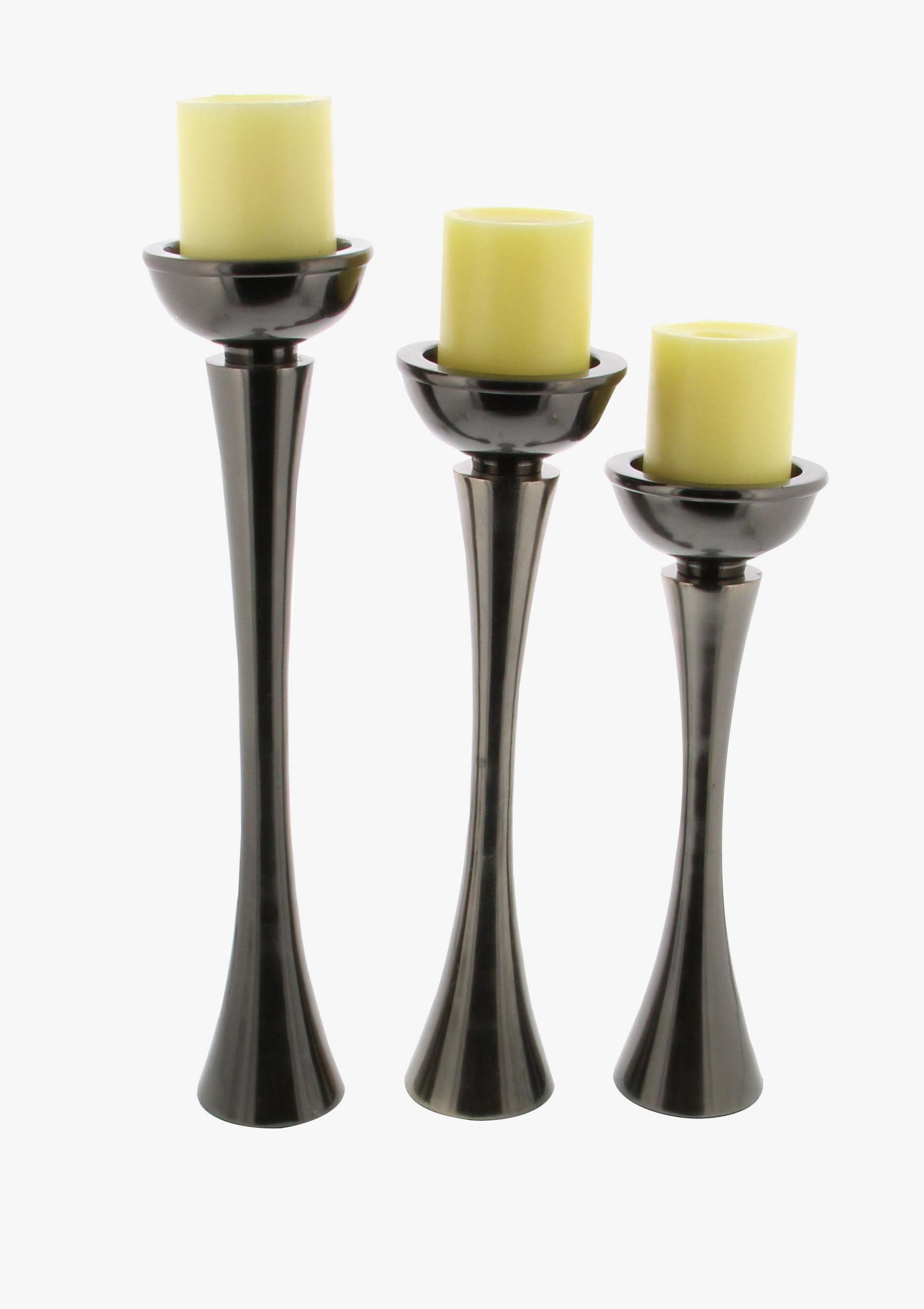 Decmode Set of 3 modern 13, 15 and 17 inch gray aluminum hourglass ...