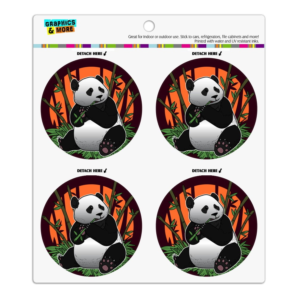 Giant Panda Bear Eating Bamboo Refrigerator Fridge Locker Vinyl Circle ...
