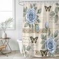 60x72 Inch Shower Curtains for Bathroom, Blue Roses Fabric Bath Curtain ...