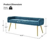 55" Upholstered Ottoman Bench with Arms Low Back,End of Bed Entryway ...
