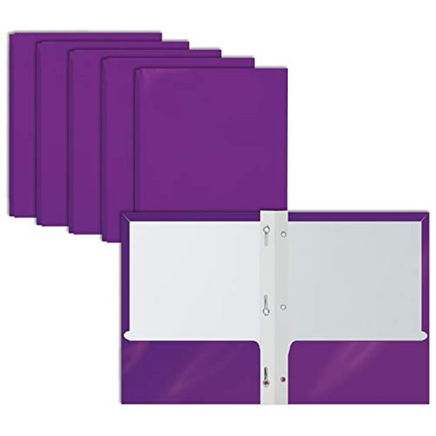 2 Pocket Glossy Purple Paper Folders with Prongs, 25 Pack, by Better ...