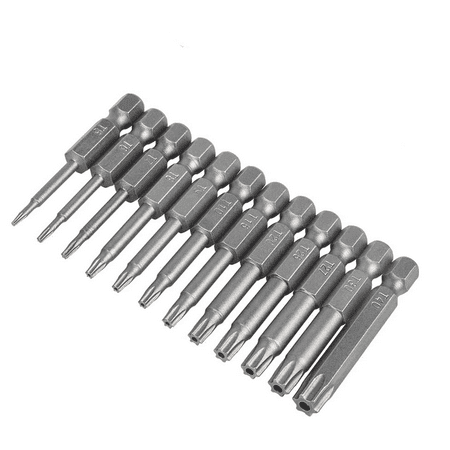12 Pack T5-T40 S2 Hex Torx Screwdriver Bit Set Tamperproof Security ...