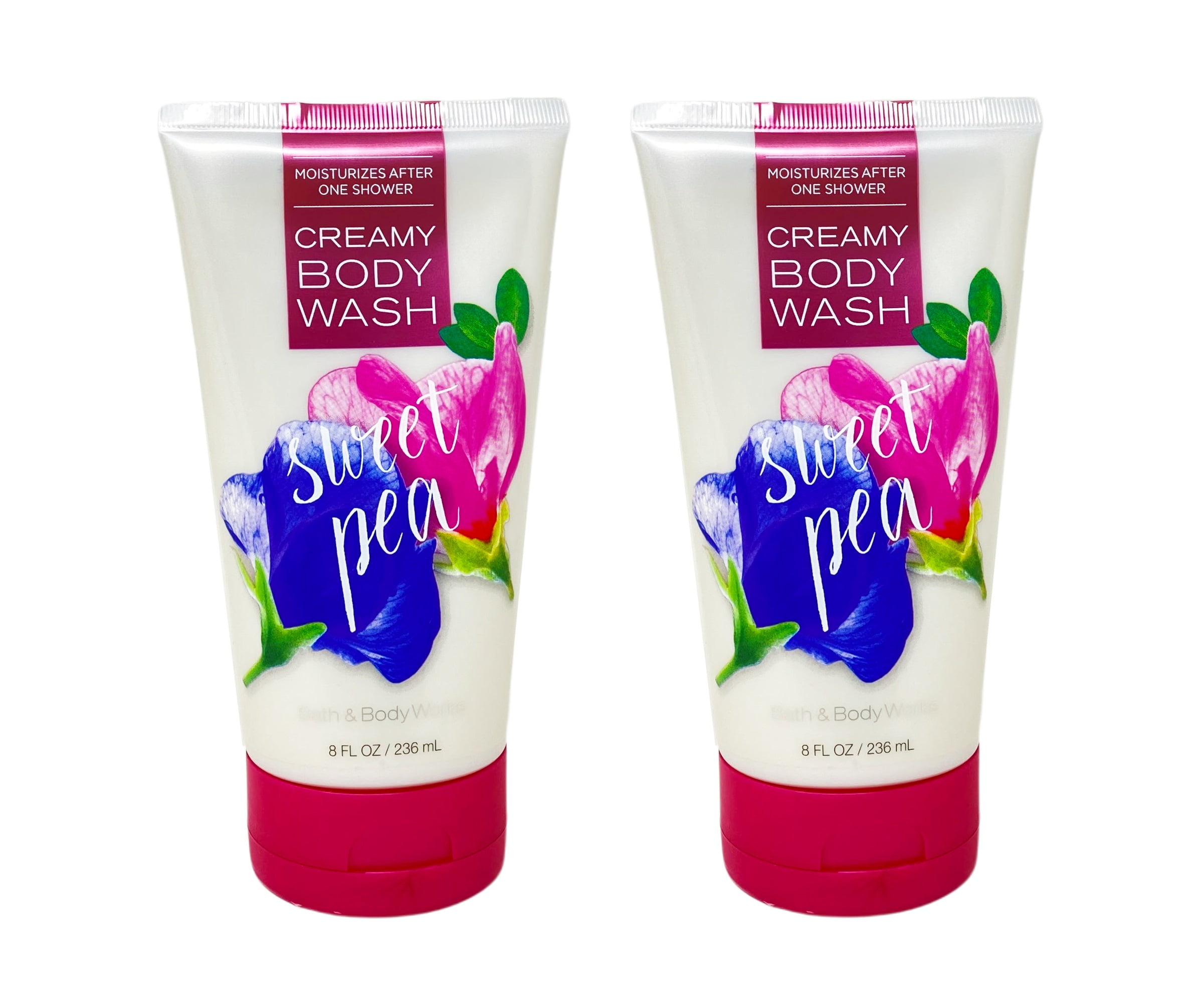 Bath and Body Works Sweet Pea Creamy Body Wash 2 Piece Set - Full Size ...