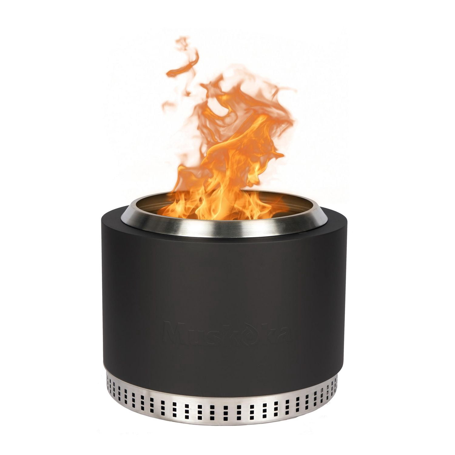 Muskoka 19.5" Black Steel/Stainless Steel Smokeless Wood Fire Pit with ...