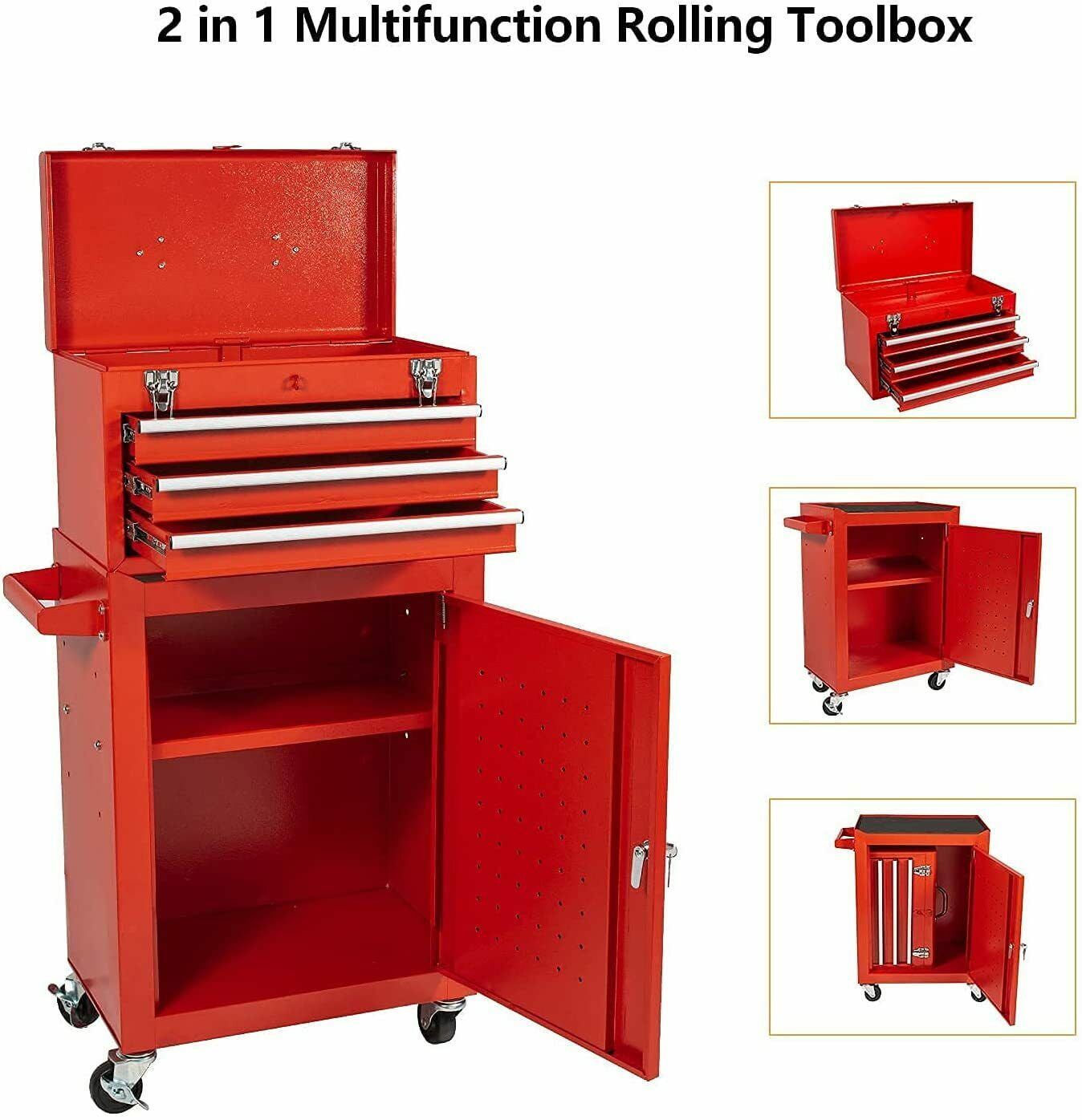 HPDAVV Detachable 3 Drawer Tool Chest Large Storage Cabinet and ...