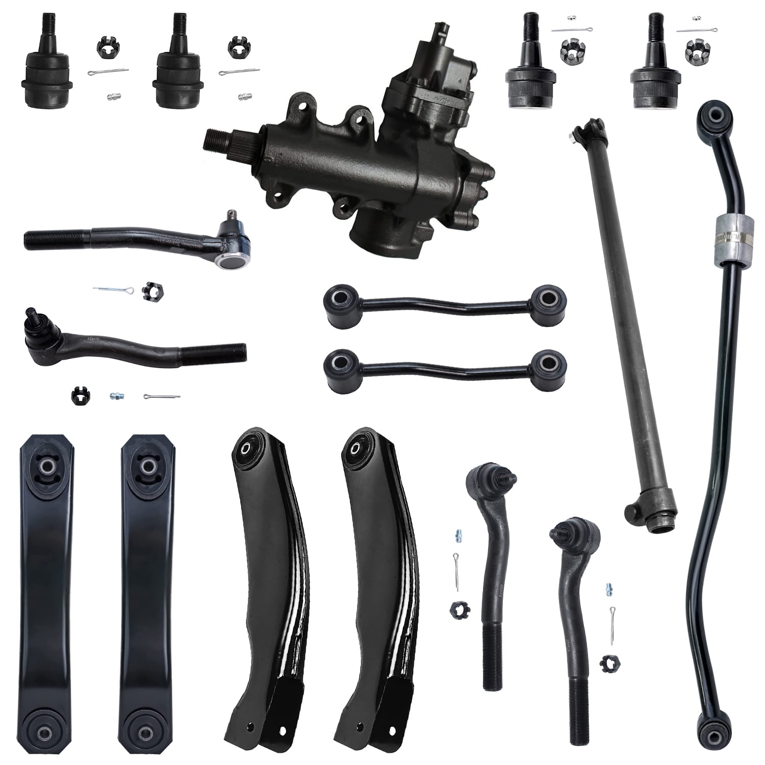 Detroit Axle - Front Power Steering Gearbox + Control Arms + Tie Rods ...