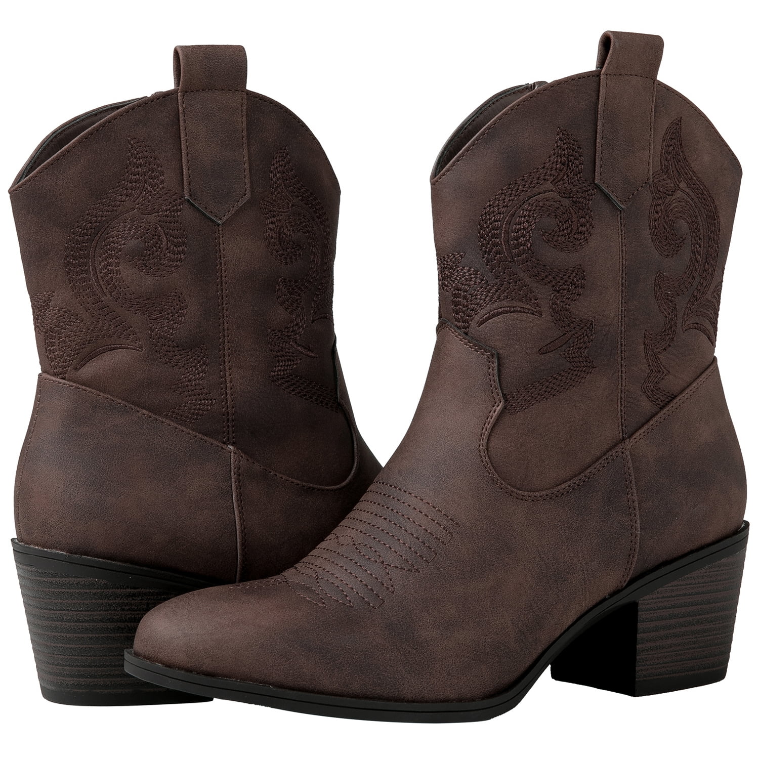 GLOBALWIN Women's Brown Mid Calf The Western Cowboy Cowgirl Boots 9.5M ...