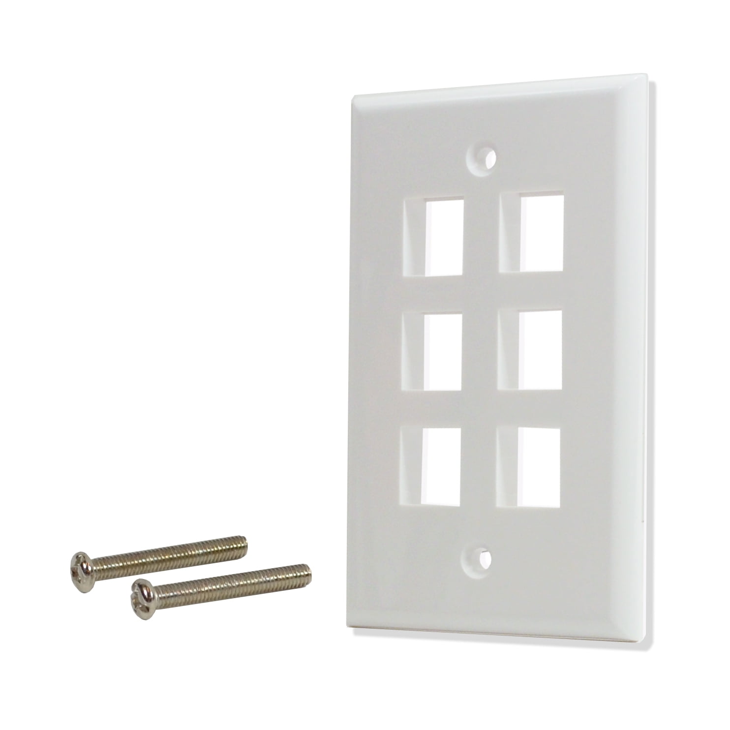 50 Pack Lot 6 port Hole Keystone Jack Wall Plate Smooth Surface White ...