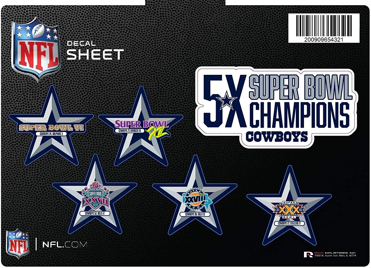 COWBOYS 5 TIME SUPER BOWL CHAMPS 5-PC DECAL SHEET - Walmart.com