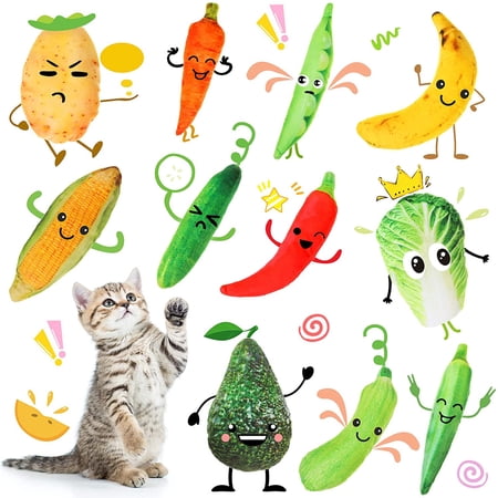 11 Pieces Catnip Toys for Cats Interactive Soft Kitten Toys Cute Cat ...