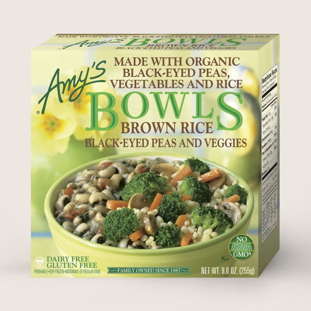 Pack of 12, Amy's, Brown Rice Black Eyed Peas and Veggies Bowl, 9 oz ...