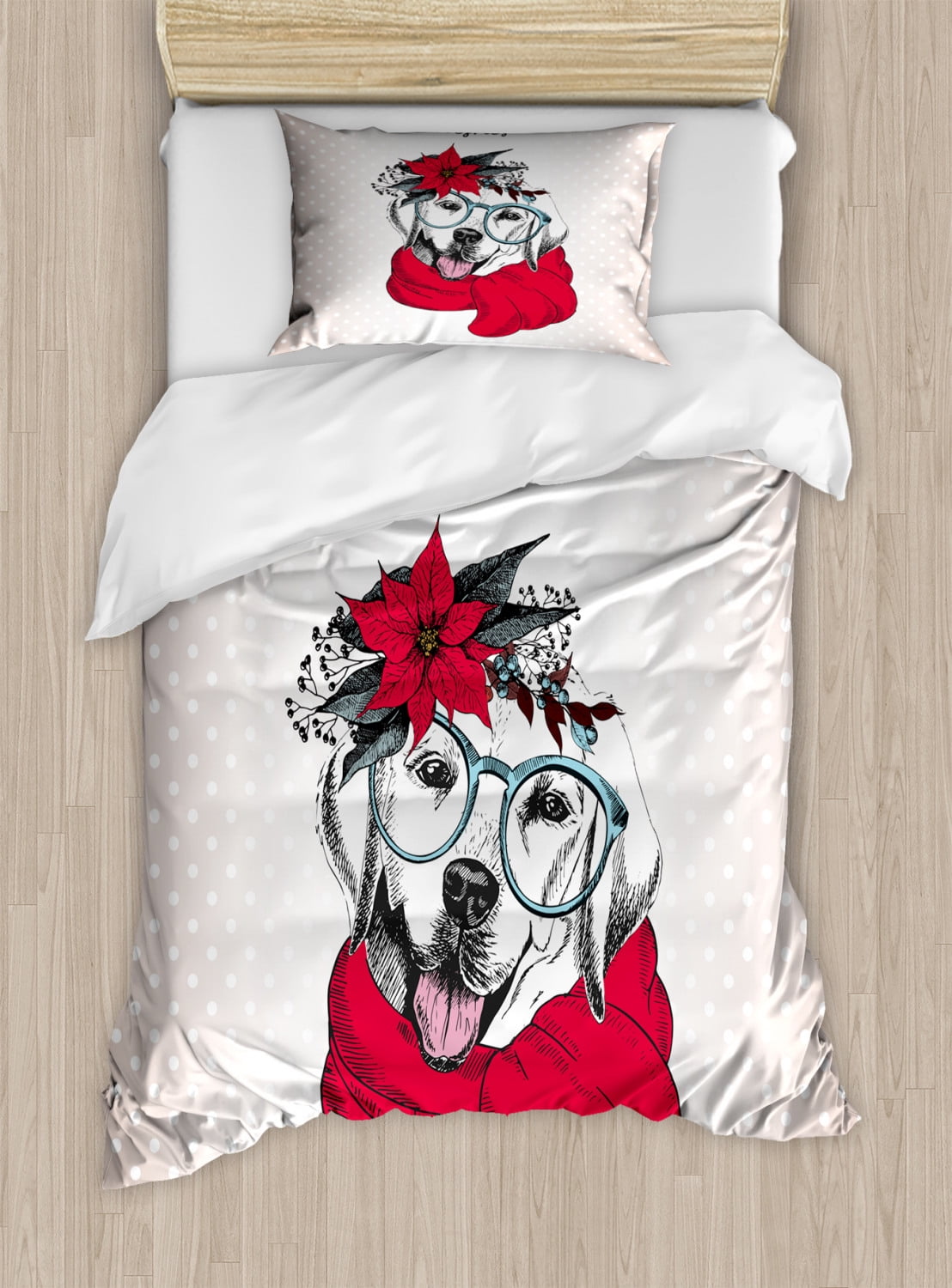 Labrador Duvet Cover Set Twin Size, Cute Labrador Warm Wishes Quote ...