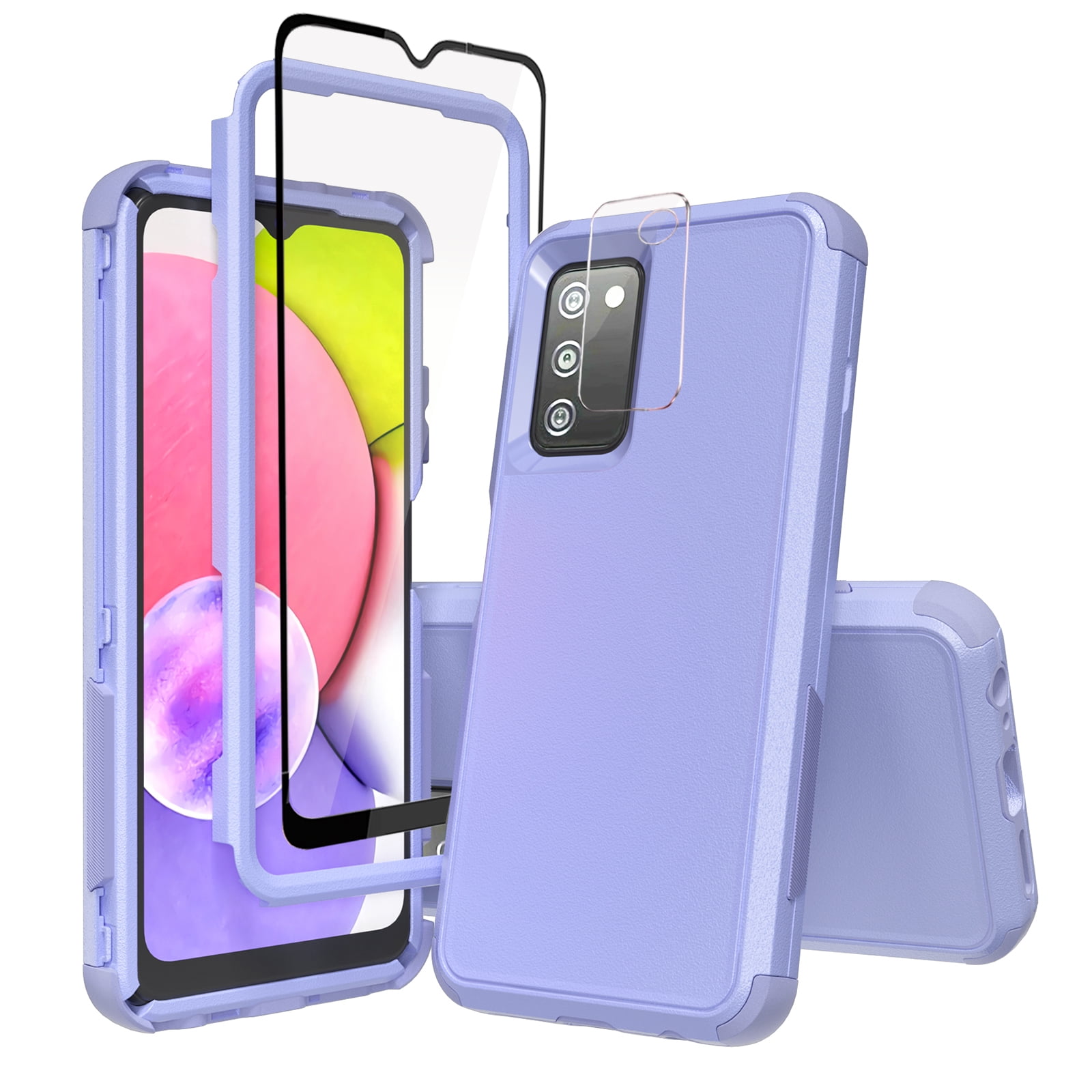 Xhy Samsung Galaxy A03S Case with Screen and Lens Protector Military ...